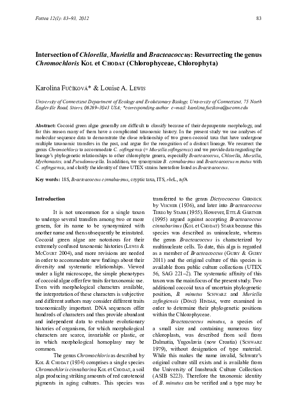 (PDF) Intersection of Chlorella, Muriella and Bracteacoccus ...