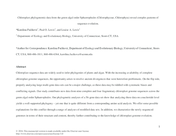 (PDF) Chloroplast phylogenomic data from the green algal order ...