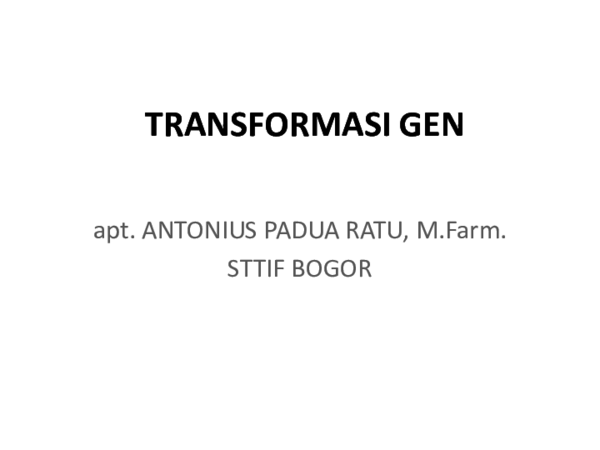 (PDF) TRANSFORMASI GEN FOR ACADEMIA