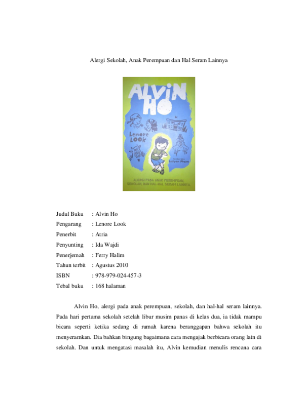(PDF) Resensi Novel "Alvin Ho" karya Lenore Look