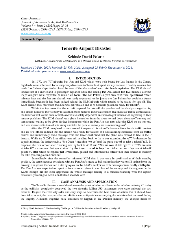 (PDF) Tenerife Airport Disaster