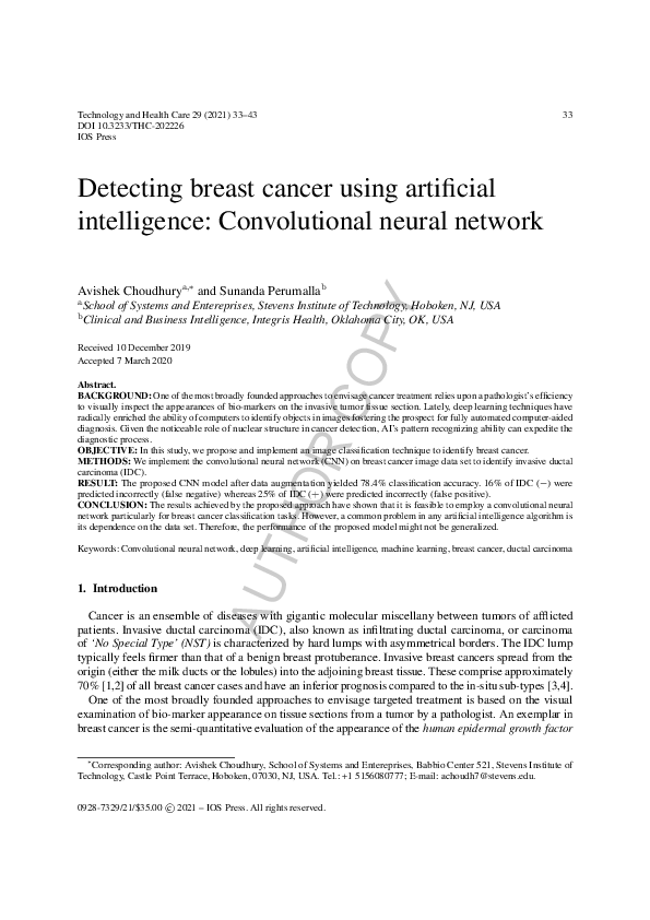 (PDF) Detecting breast cancer using artificial intelligence ...