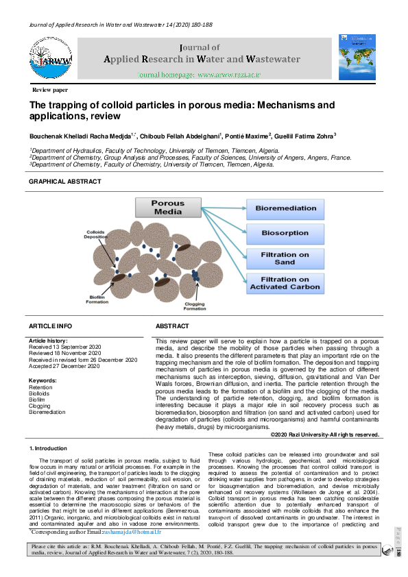 (PDF) The trapping of colloid particles in porous media: Mechanisms and ...