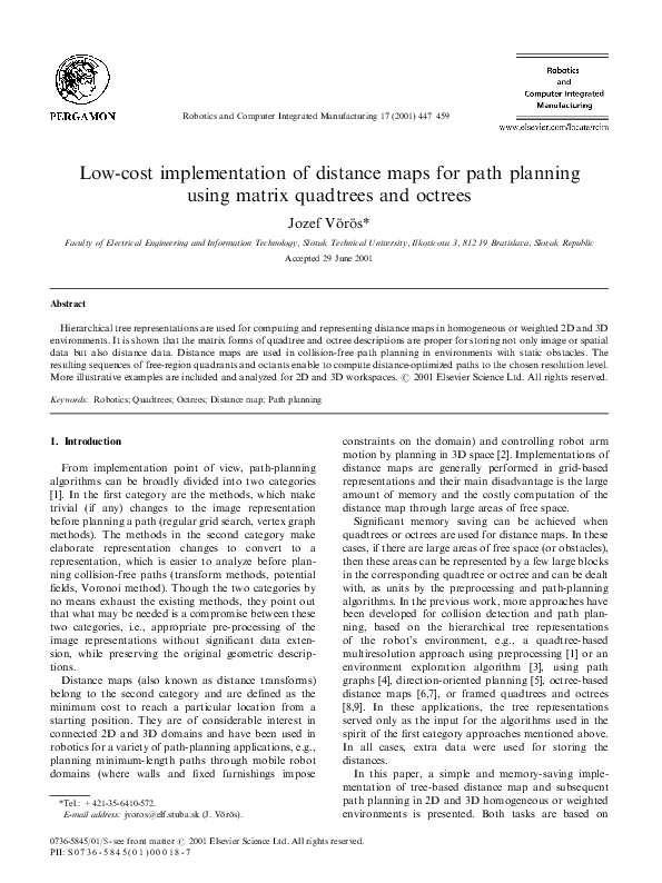 (PDF) Low-cost implementation of distance maps for path planning using matrix quadtrees and ...