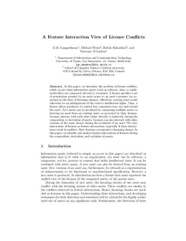 (PDF) A Feature Interaction View of License Conflicts