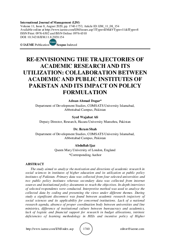 (PDF) Article ID: IJM_11_08_154 and its Impact on Policy Formulation