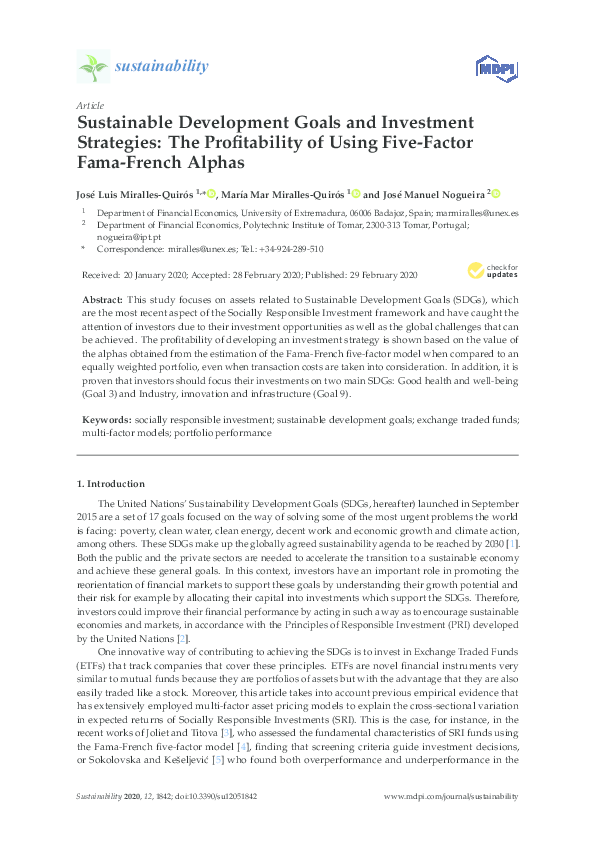 (PDF) SDGs Investment Strategies via Fama-French Alphas