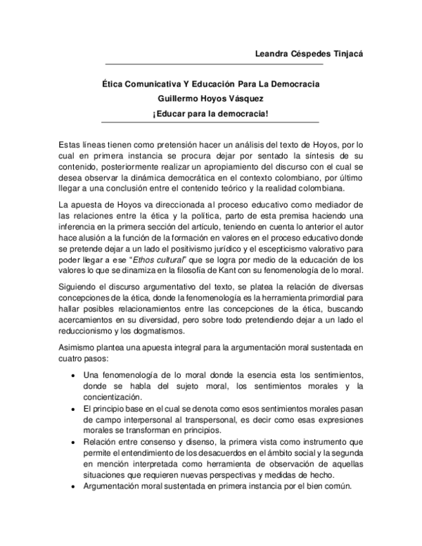 (PDF) Leandra Céspedes Tinjacá Ética Comunicativa Y Educación Para La ...