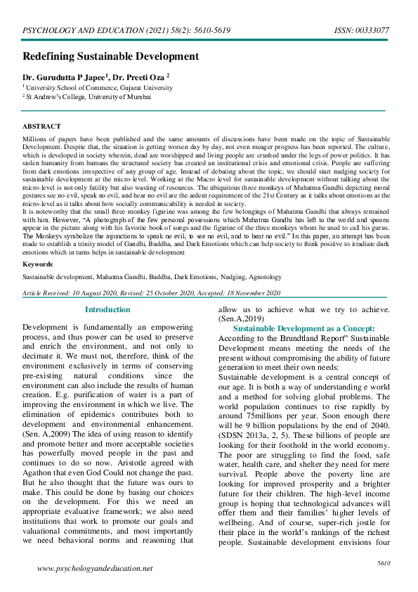 (PDF) Redefining Sustainable Development