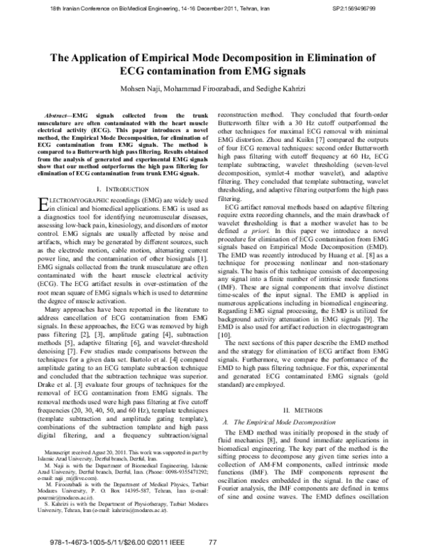 (PDF) The application of Empirical Mode Decomposition in elimination of ...