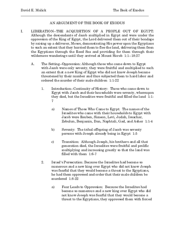 (PDF) Analytical Outline of the Book of Exodus