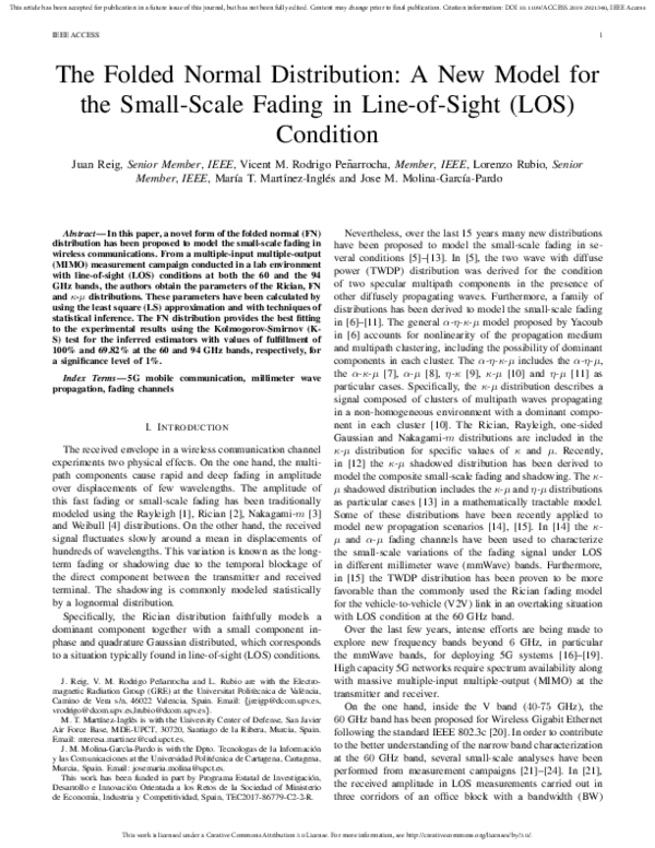 (PDF) The Folded Normal Distribution: A New Model for the Small-Scale ...
