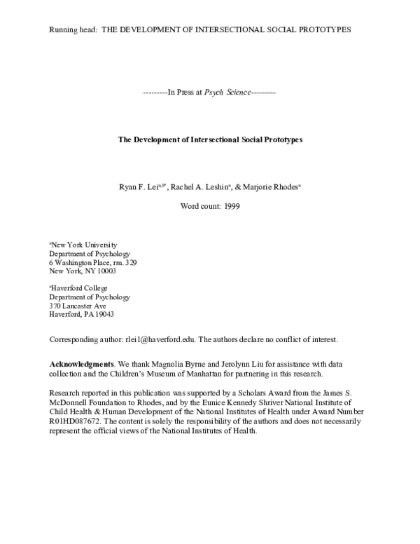 (DOC) The Developmental Roots of Black Female Invisibility