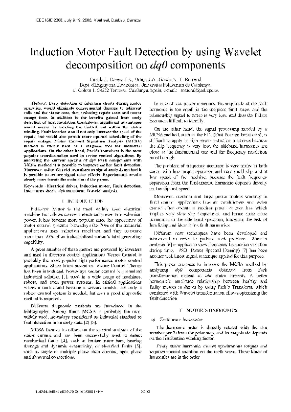 Pdf Induction Motor Fault Detection By Using Wavelet Decomposition On Dq0 Components