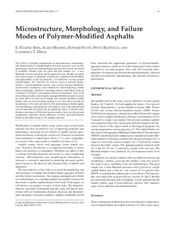 (PDF) Microstructure, Morphology, and Failure Modes of Polymer-Modified ...