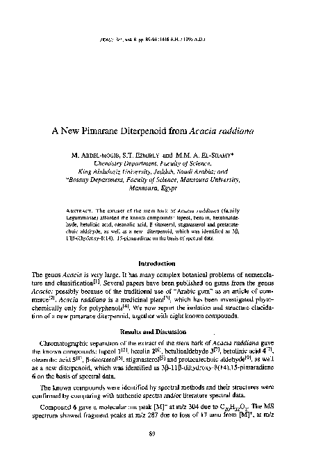 (PDF) A New Pimarane Diterpenoid from Acacia raddiana