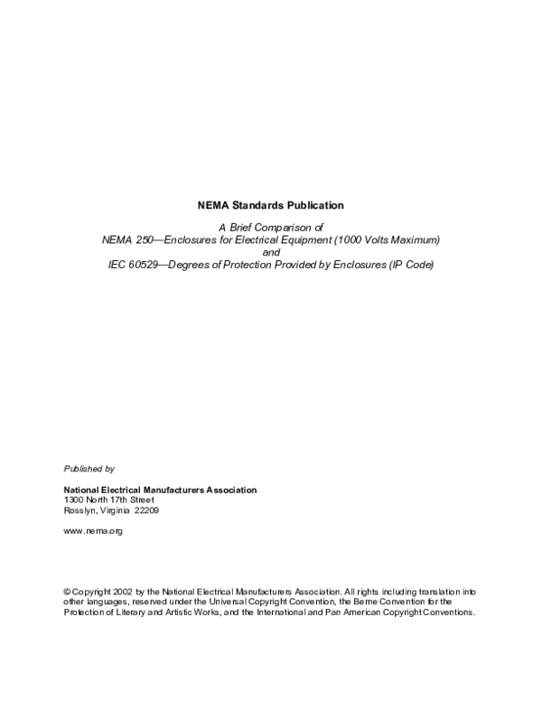 (PDF) NEMA Standards Publication A Brief Comparison of NEMA 250 ...