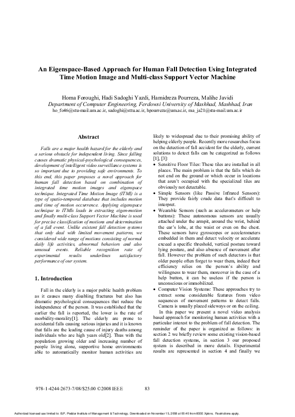 (PDF) An eigenspace-based approach for human fall detection using integrated time motion image ...