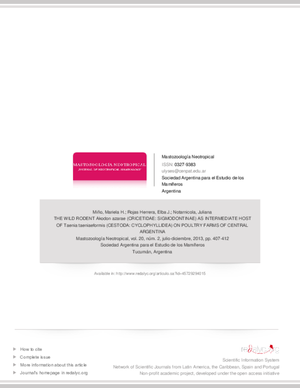 (PDF) The wild rodent Akodon azarae (Cricetidae: Sigmodontinae) as ...