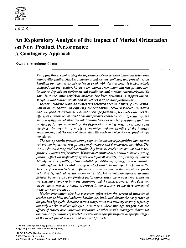 (PDF) An exploratory analysis of the impact of market orientation on ...