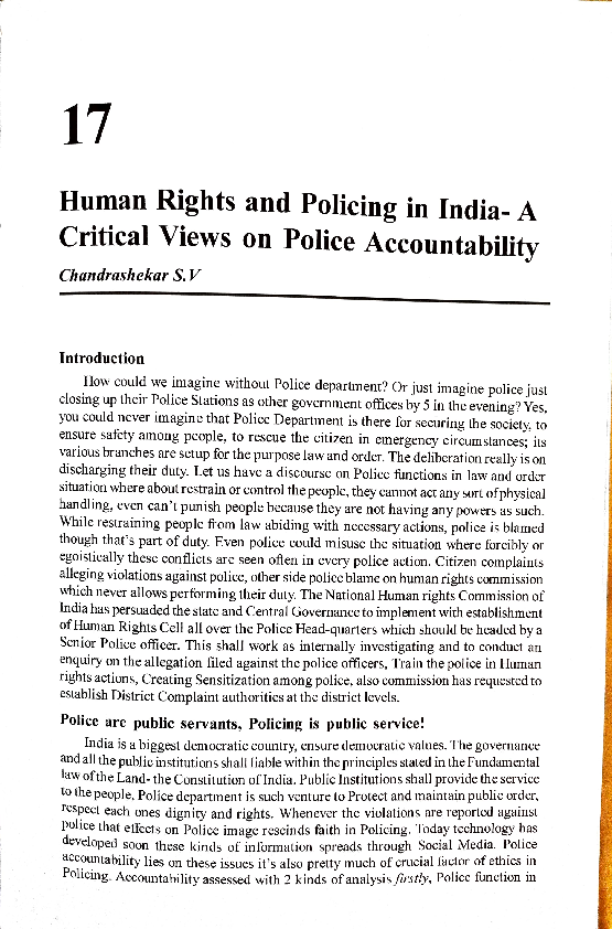 Pdf Human Rights And Policing In India A Critical Views On Police