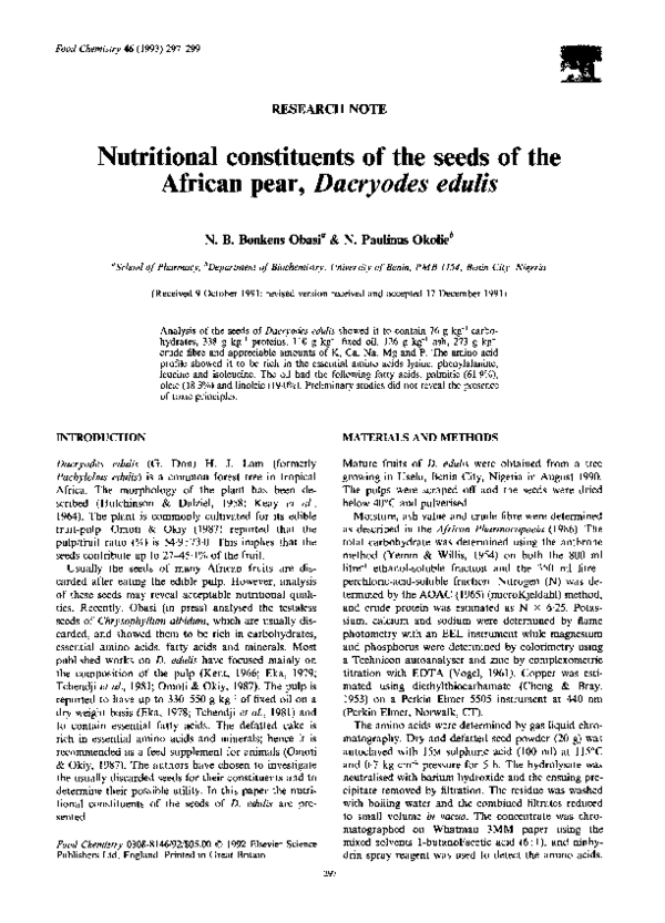 (PDF) Nutritional constituents of the seeds of the African pear ...