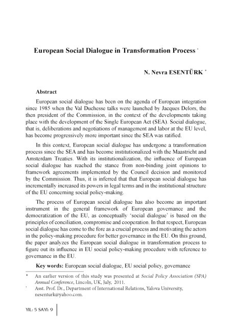 (PDF) European Social Dialogue in Transformation Process