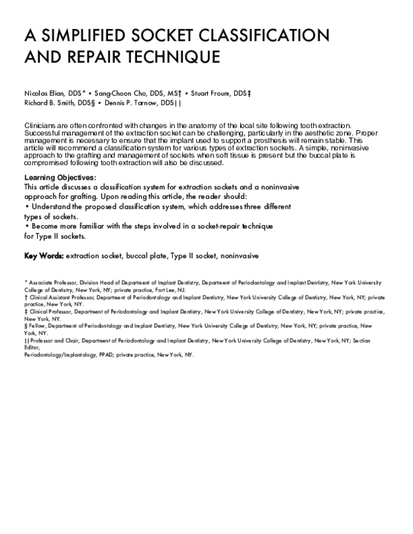 (PDF) A simplified socket classification and repair technique