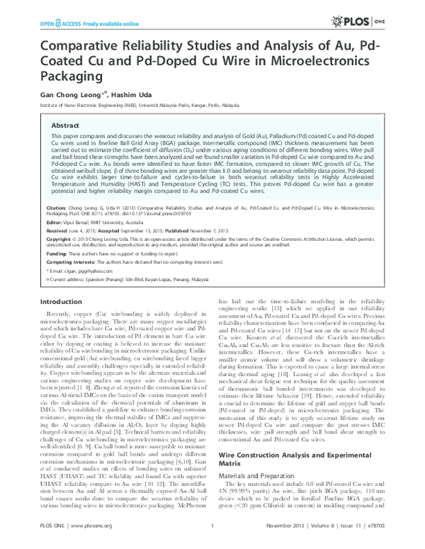 (PDF) Comparative Reliability Studies and Analysis of Au, Pd-Coated Cu ...