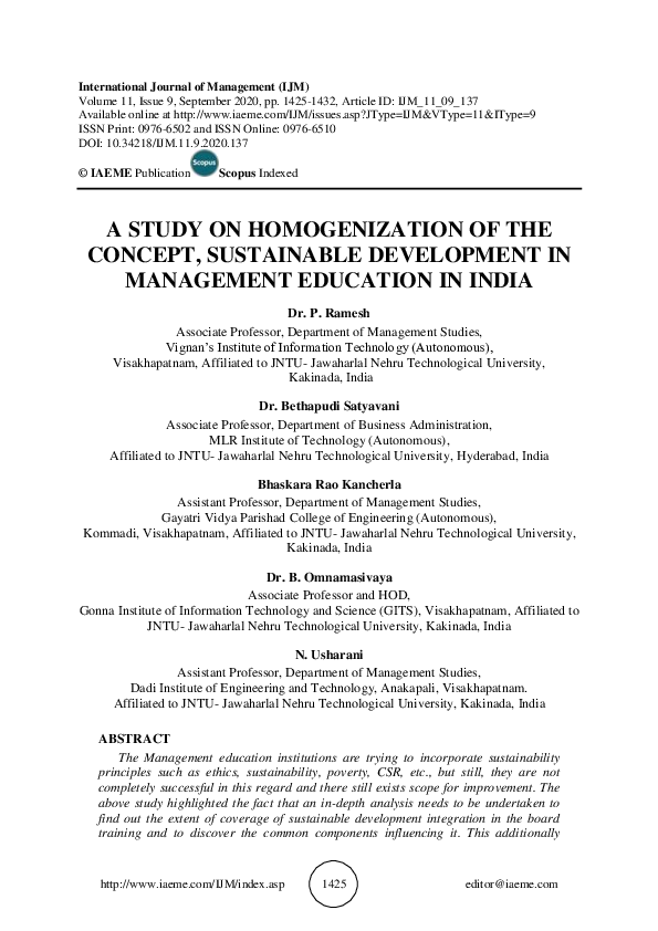 (PDF) A Study on Homogenization of the Concept, Sustainable Development ...