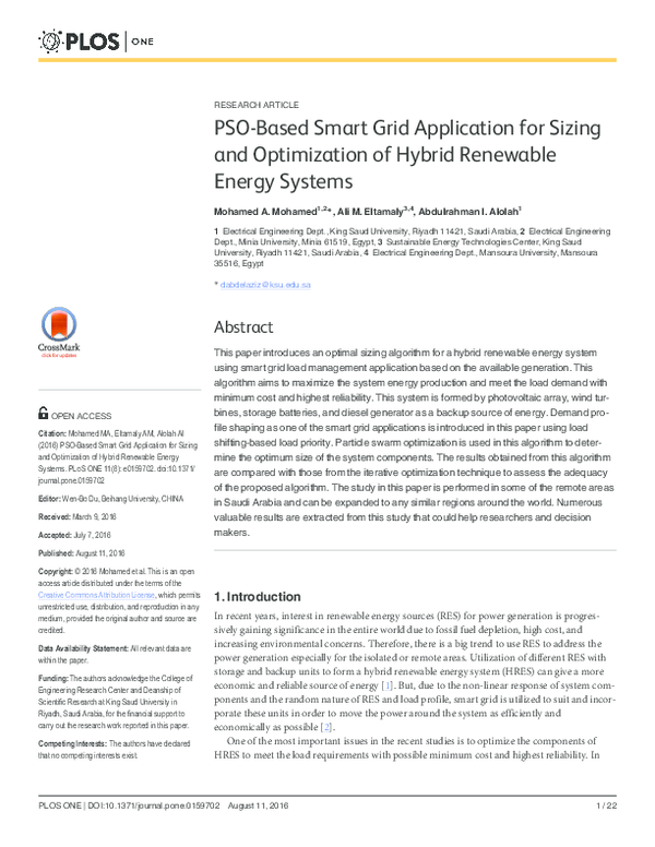 (PDF) PSO-Based Smart Grid Application for Sizing and Optimization of ...