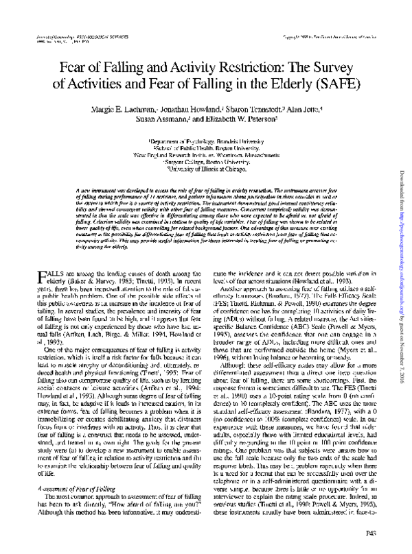 (PDF) Fear of Falling and Activity Restriction: The Survey of ...