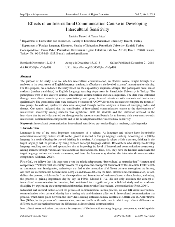 (PDF) Effects of an Intercultural Communication Course in Developing ...