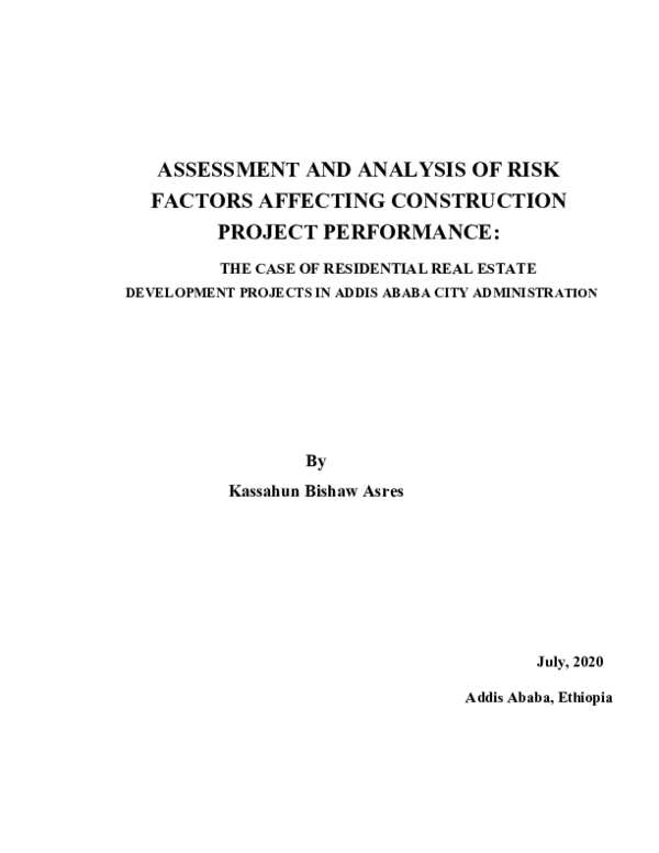 (PDF) ASSESSMENT AND ANALYSIS OF RISK FACTORS AFFECTING CONSTRUCTION ...