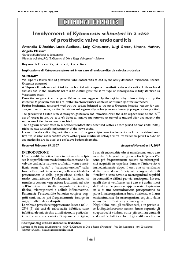 (PDF) Involvement of Kytococcus schroeteri in a case of prosthetic ...