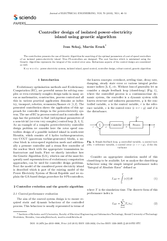 (PDF) Controller design of isolated power-electricity island using genetic algorithm