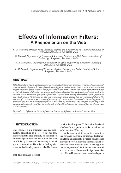 (PDF) Effects of Information Filters