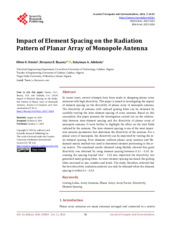 (PDF) Impact of Element Spacing on the Radiation Pattern of Planar ...