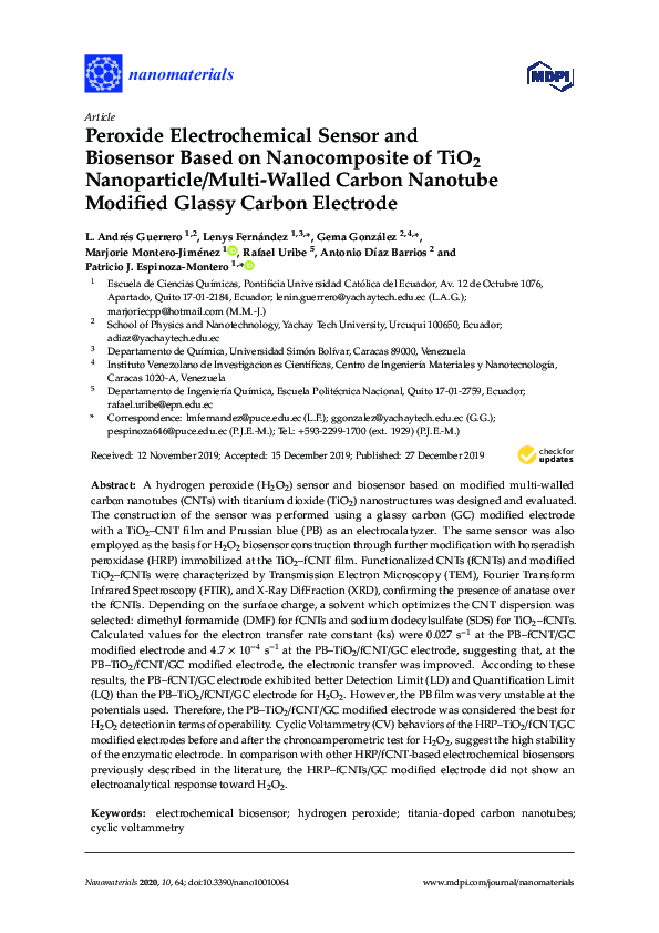 (PDF) Peroxide Electrochemical Sensor and Biosensor Based on Nanocomposite of TiO2 Nanoparticle ...