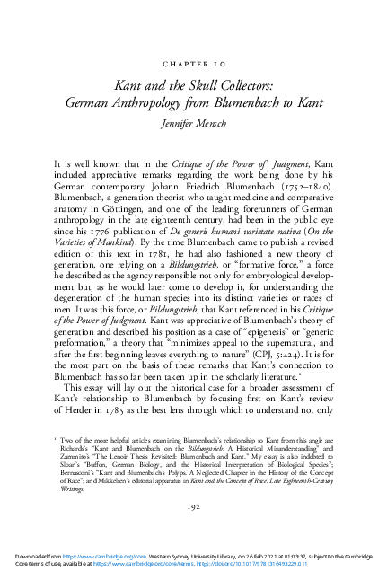 (PDF) Kant and the Skull Collectors: German Anthropology from ...