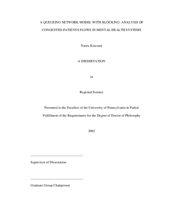 (PDF) A Queueing Network Model with Blocking: Analysis of Congested Patients Flows in Mental ...