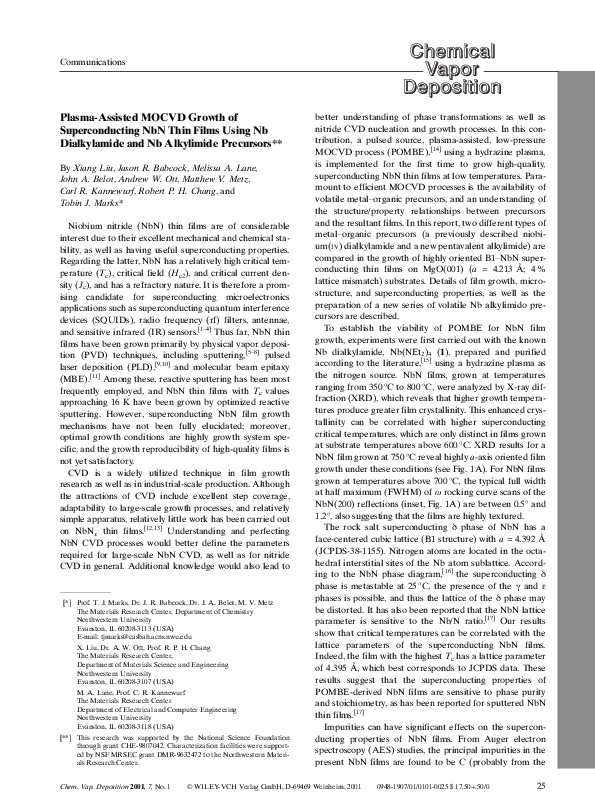 (PDF) Plasma-Assisted MOCVD Growth of Superconducting NbN Thin Films ...
