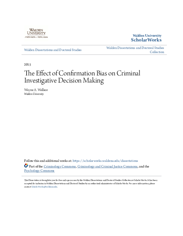 (PDF) ScholarWorks The Effect of Confirmation Bias on Criminal ...