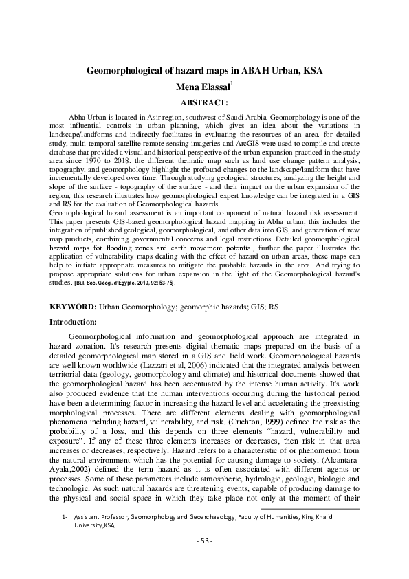 (PDF) Geomorphological of hazard maps in ABAH Urban, KSA