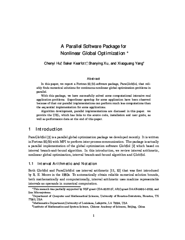 (PDF) A Parallel Software Package for Nonlinear Global Optimization