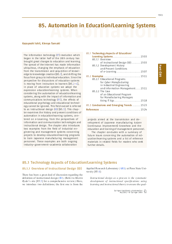 (PDF) Automation in Education/Learning Systems