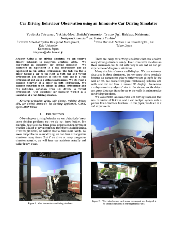 (PDF) Car Driving Behaviour Observation Using an Immersive Car Driving ...