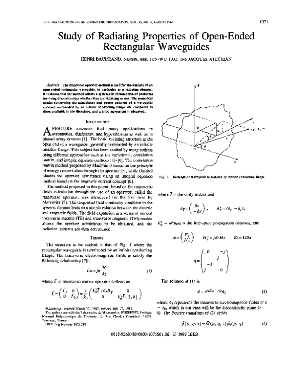 (PDF) Study of radiating properties of open-ended rectangular waveguides