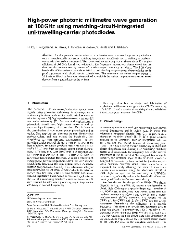 (PDF) High-power photonic millimetre wave generation at 100 GHz using matching-circuit ...