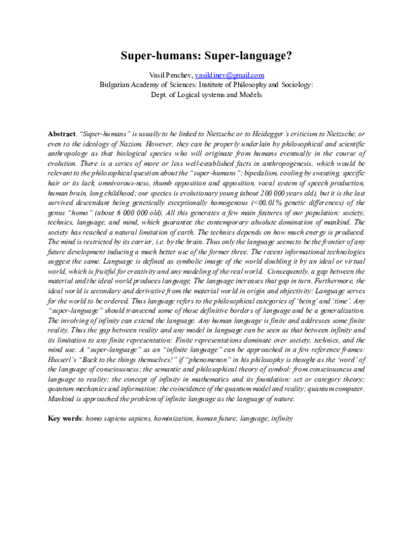 (PDF) Super-humans: Super-language?